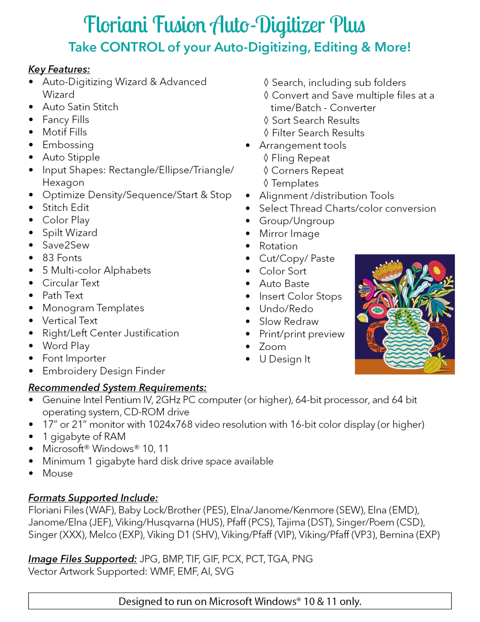 Floriani Fusion Software - Floriani