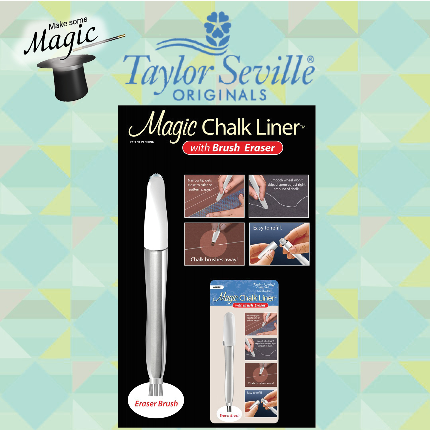 Taylor Seville Magic Chalk Liner White with Brush Eraser - Floriani